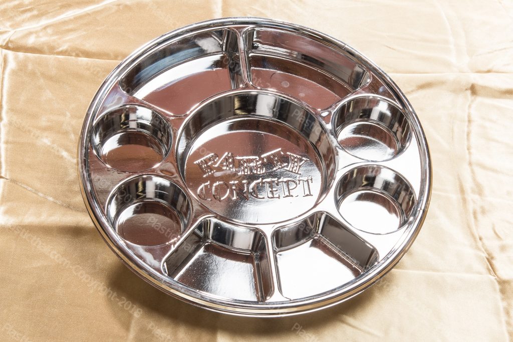 Metallic Silver 9 Compartment Plate (50 Plates) - Thalimart.com ...